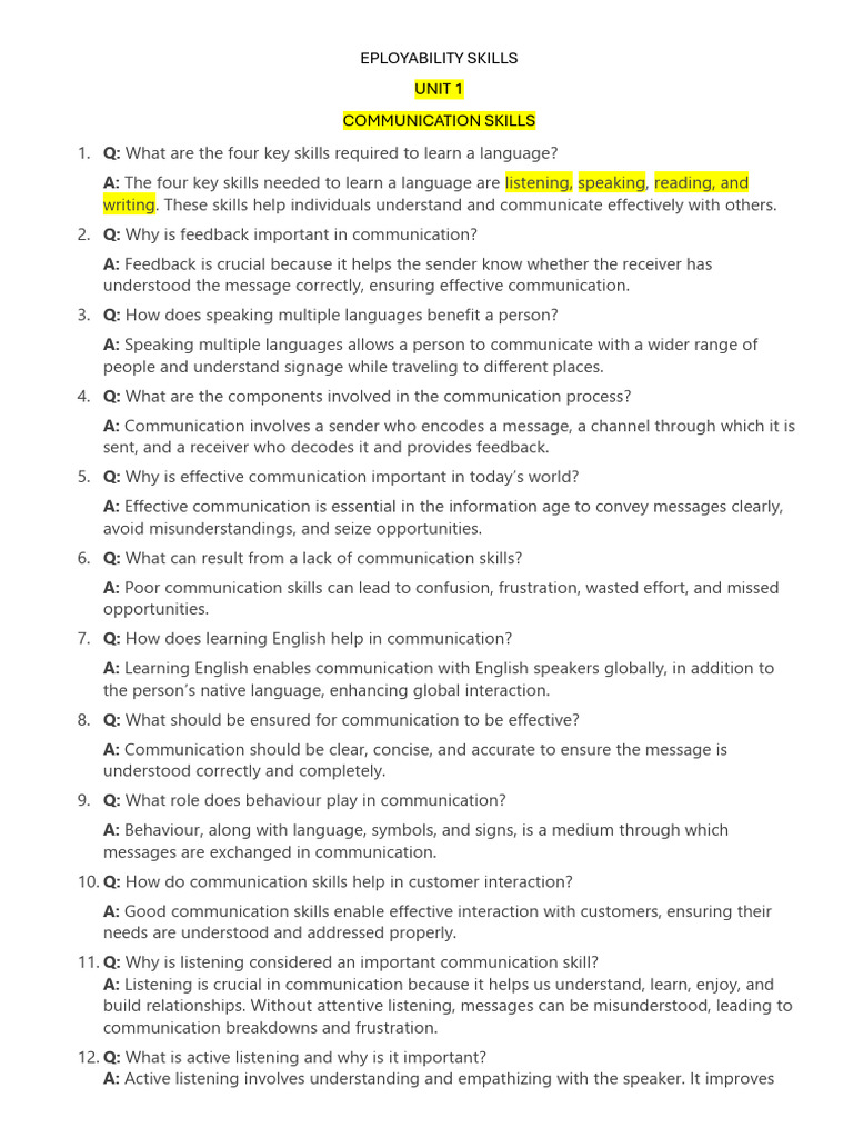 XII 1 Communication Skills | PDF | Communication | Sentence (Linguistics)