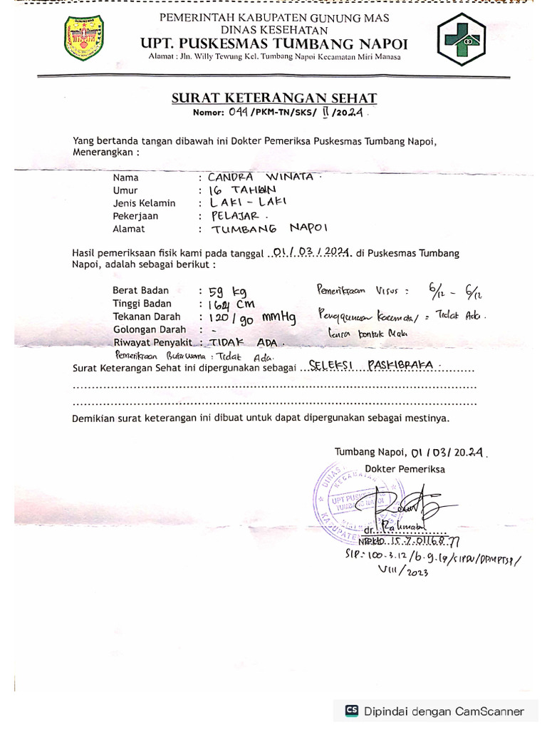 Surat Kesehatan Candra Winata | PDF