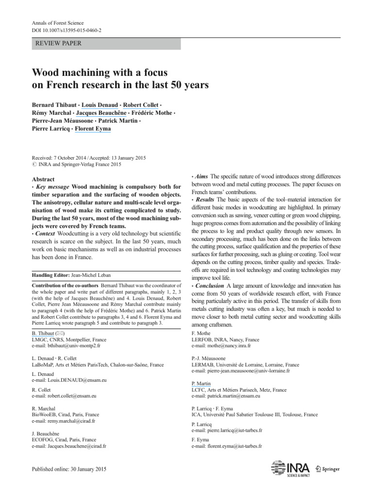 Wood Machining With A Focus On French Re | PDF | Machining | Wood