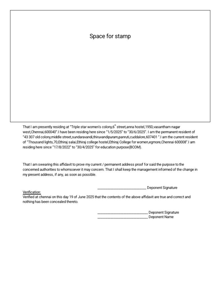 Address Proof Affidavit Template | PDF