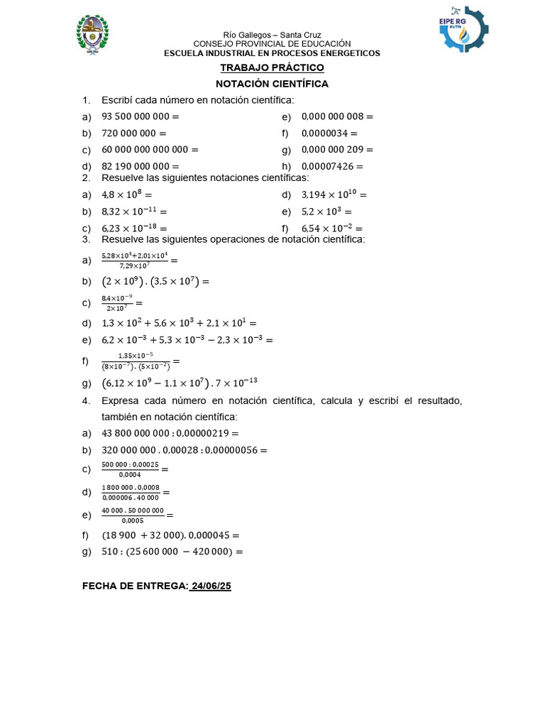Trabajo Practico Notaci-N Cient-Fica | PDF