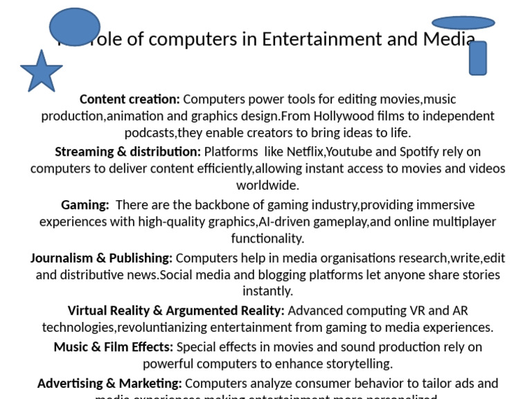 Impact of Computers on Entertainment | PDF