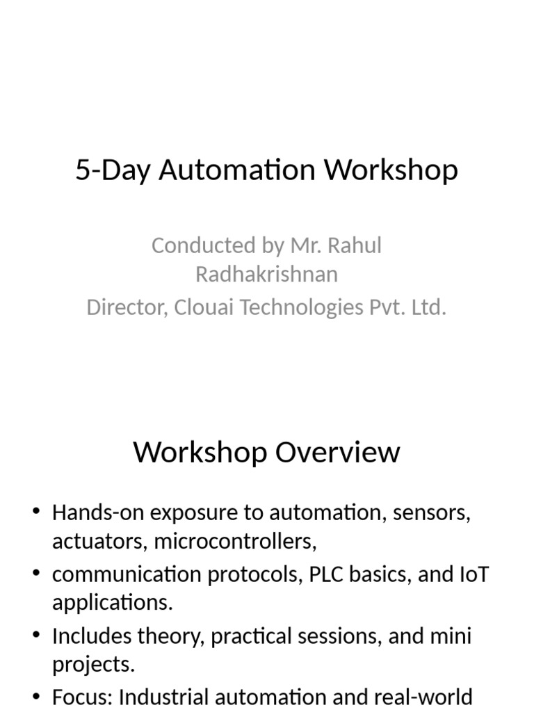 Automation Workshop Presentation | PDF