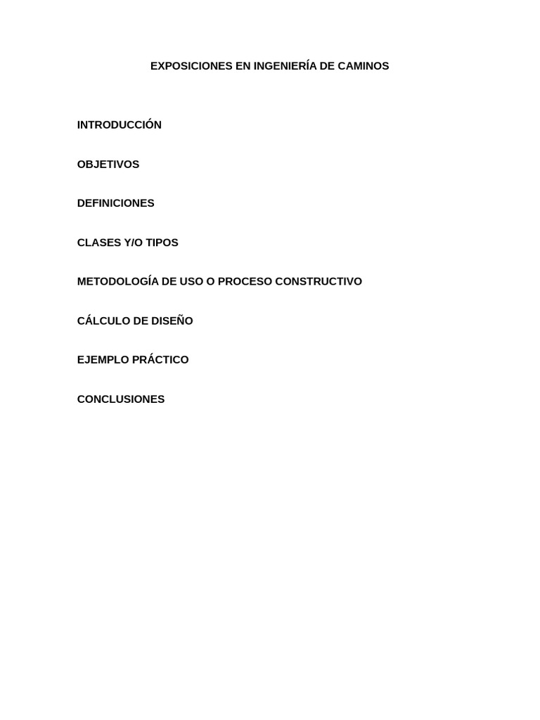 Exposiciones en Ingeniería de Caminos | PDF