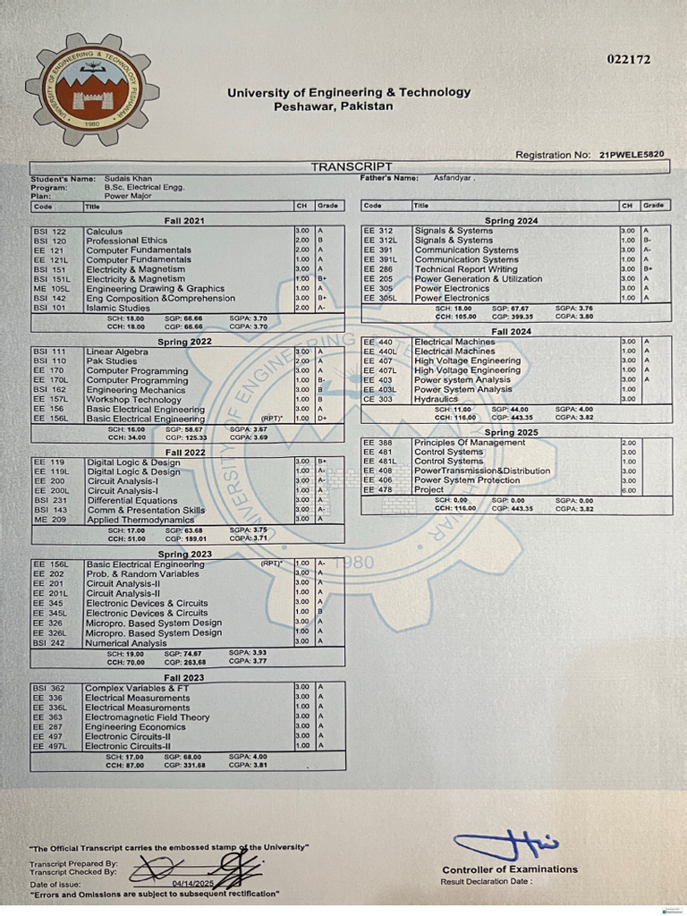 Official Transcript | PDF