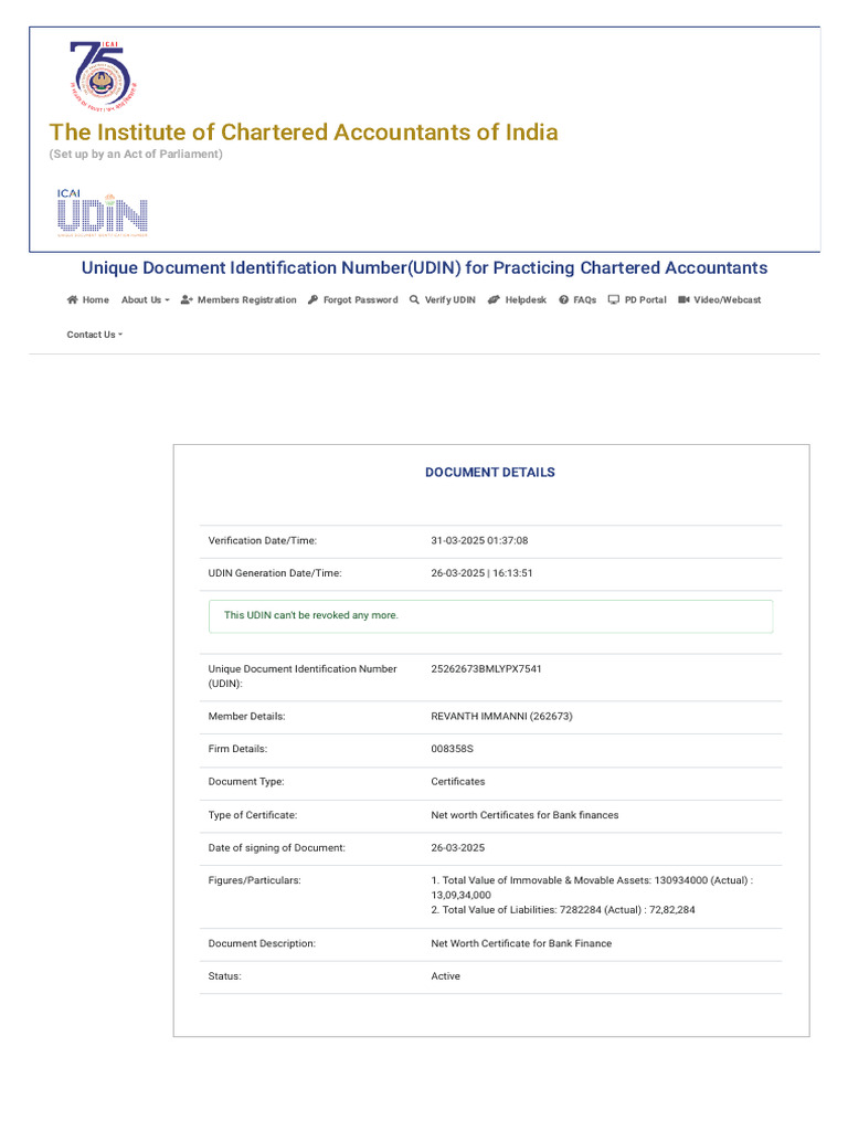 Meghana UDIN Verification 3 | PDF