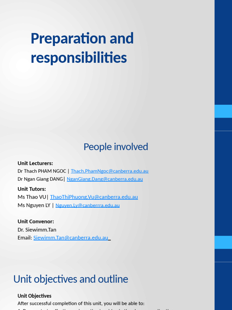 Topic 1 - Preparation and Responsibilities - VTP3 2024 | PDF | Learning ...