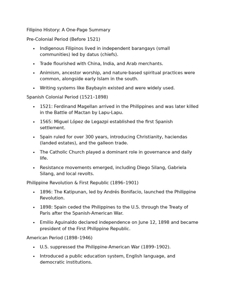 Overview of Filipino History | PDF | Philippines