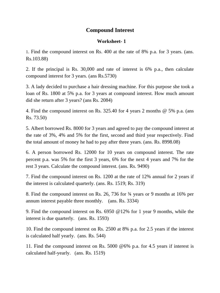 _Compound_Interest_Worksheet | PDF | Compound Interest | Interest