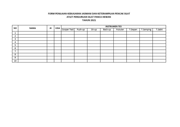 Form - Instrumen Tes Dan Pengukuran | PDF