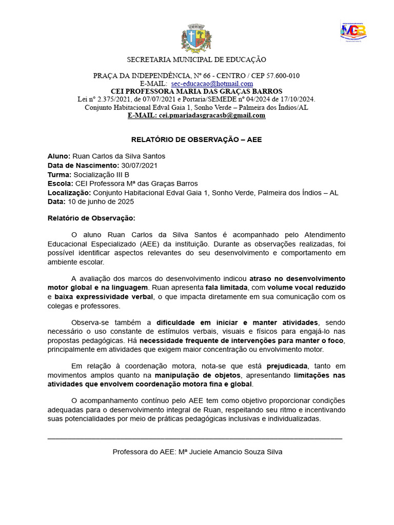 RELATÓRIO Ruan Carlos | PDF