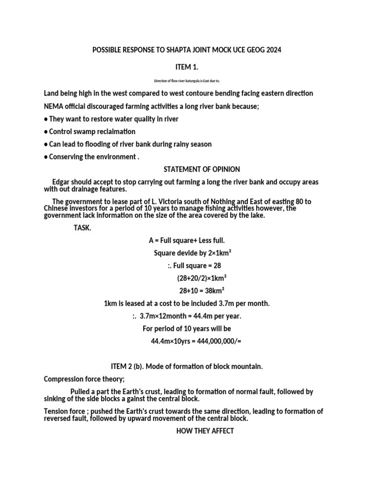 NCDC RR Shapta Joint Mock Response 2024 | PDF | Eclipse | River