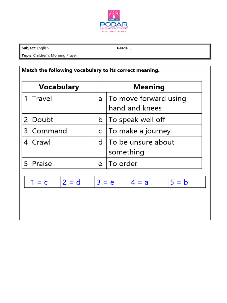 As WS1 II Eng Children's Morning Prayer | PDF