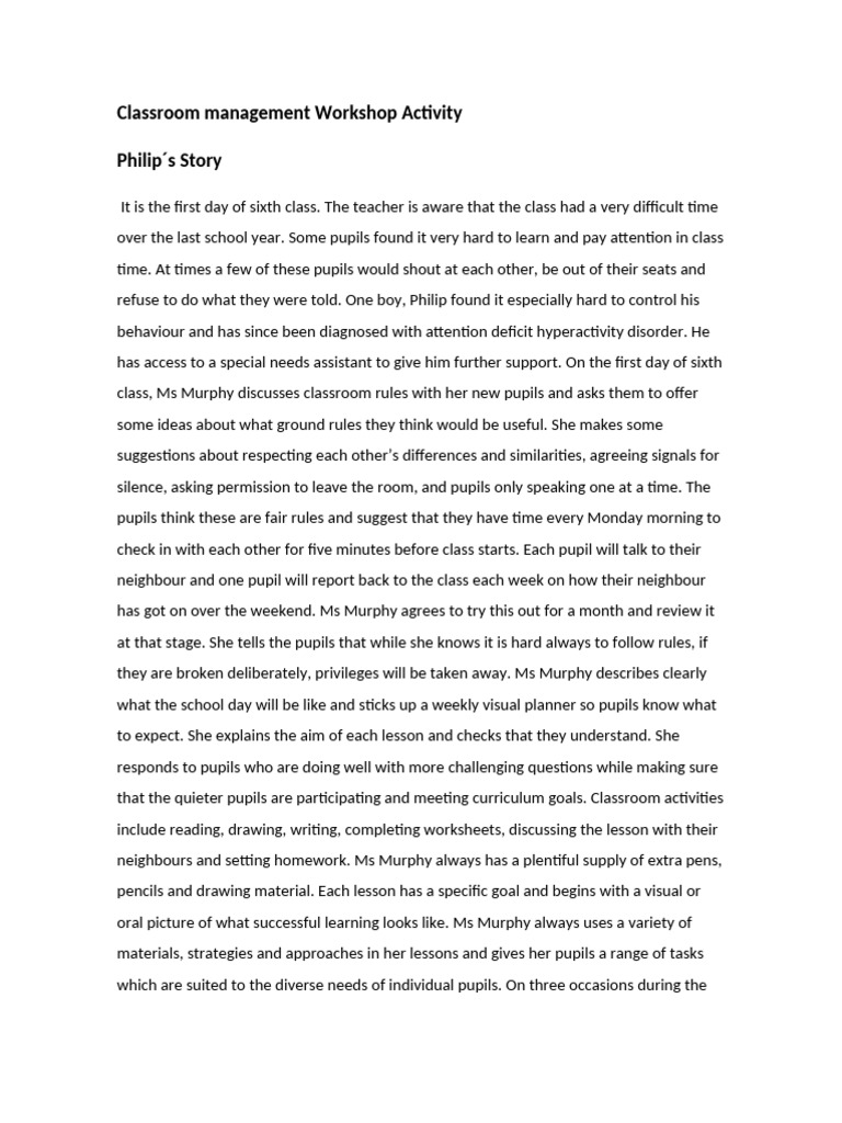 Classroom Management Workshop ActivitySEN | PDF | Classroom | Teachers