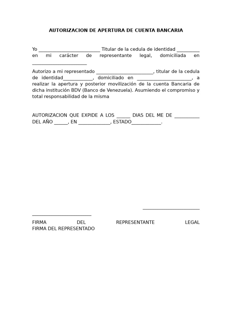 Autorizacion de Apertura de Cuenta Bancaria | PDF