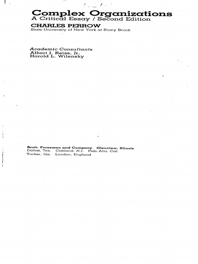 Complex Organization Charles Perrow | PDF
