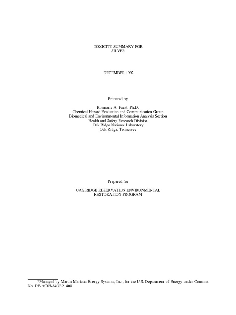 SILVER Toxicity | Silver | Toxicity