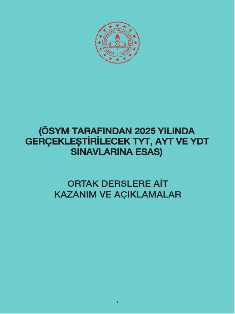 Yks - Ayt 2025 Meb Soru Kazanimlari | PDF