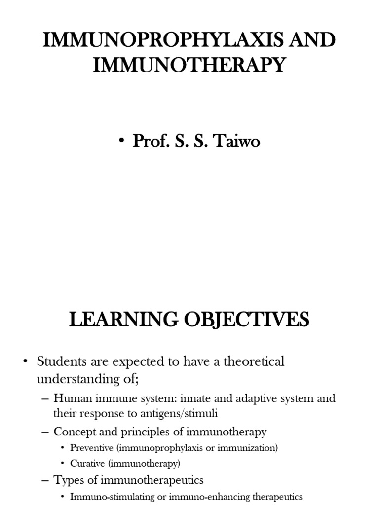 Immunoprophylaxis & Immunotherapy | PDF | T Helper Cell | Immune System