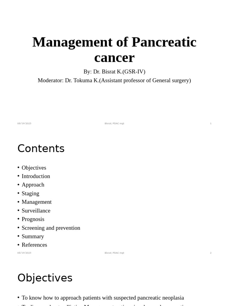 Bedru On Management of Pancreatic Cancer | PDF | Pancreatic Cancer ...