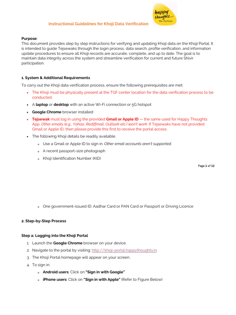 Khoji Data Verification Guidelines | PDF | Gmail | Computing