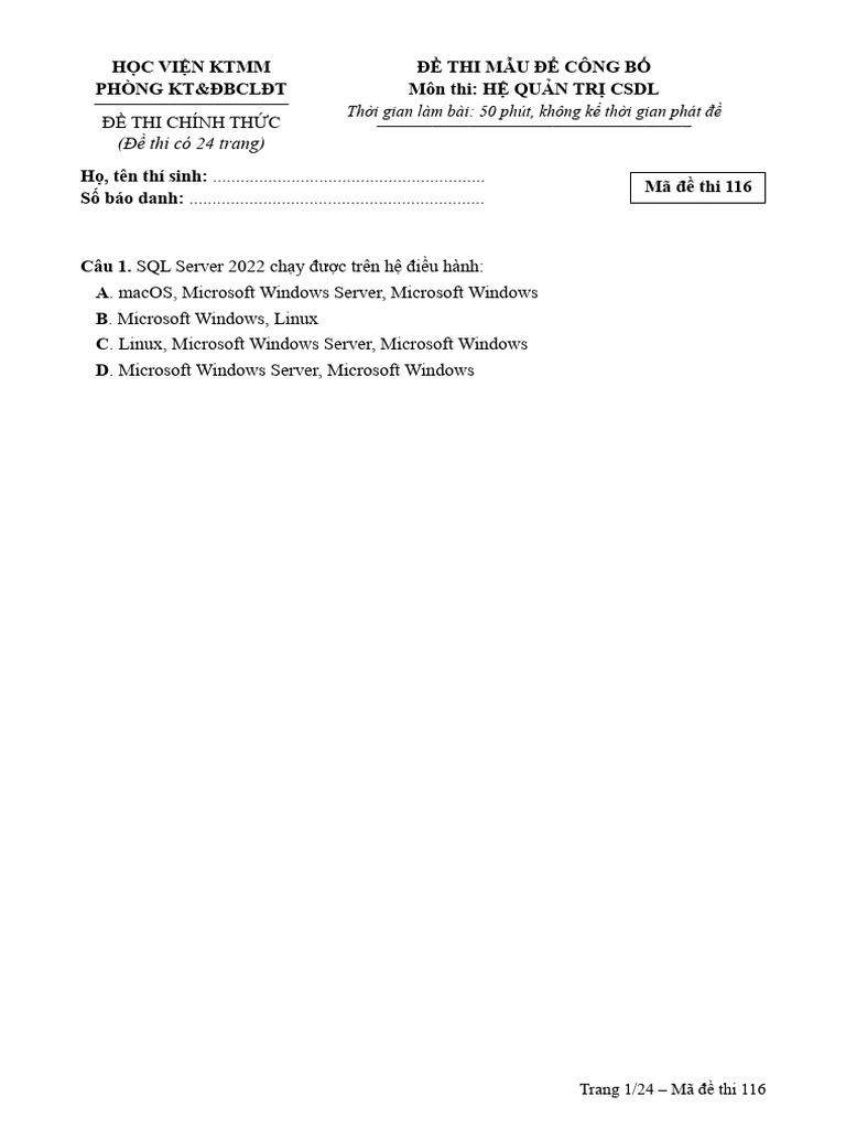 He Quan Tri CSDL | PDF