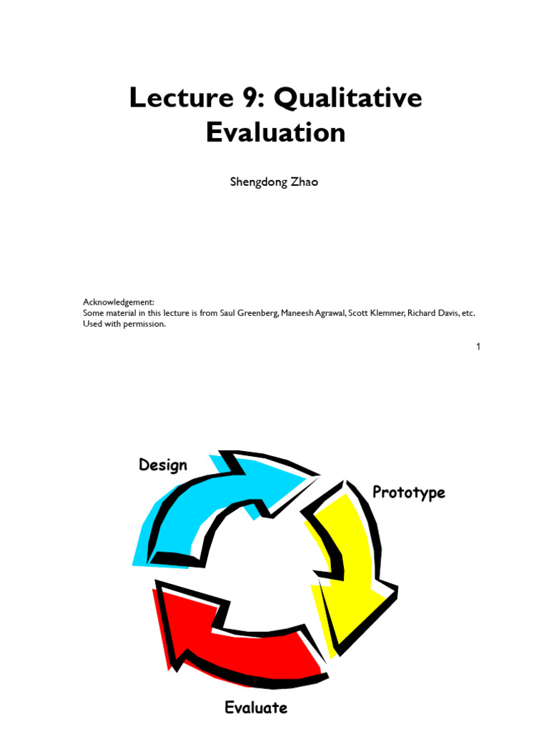 cs3240 09 Qualitative Evaluation | PDF | Usability | Cognition