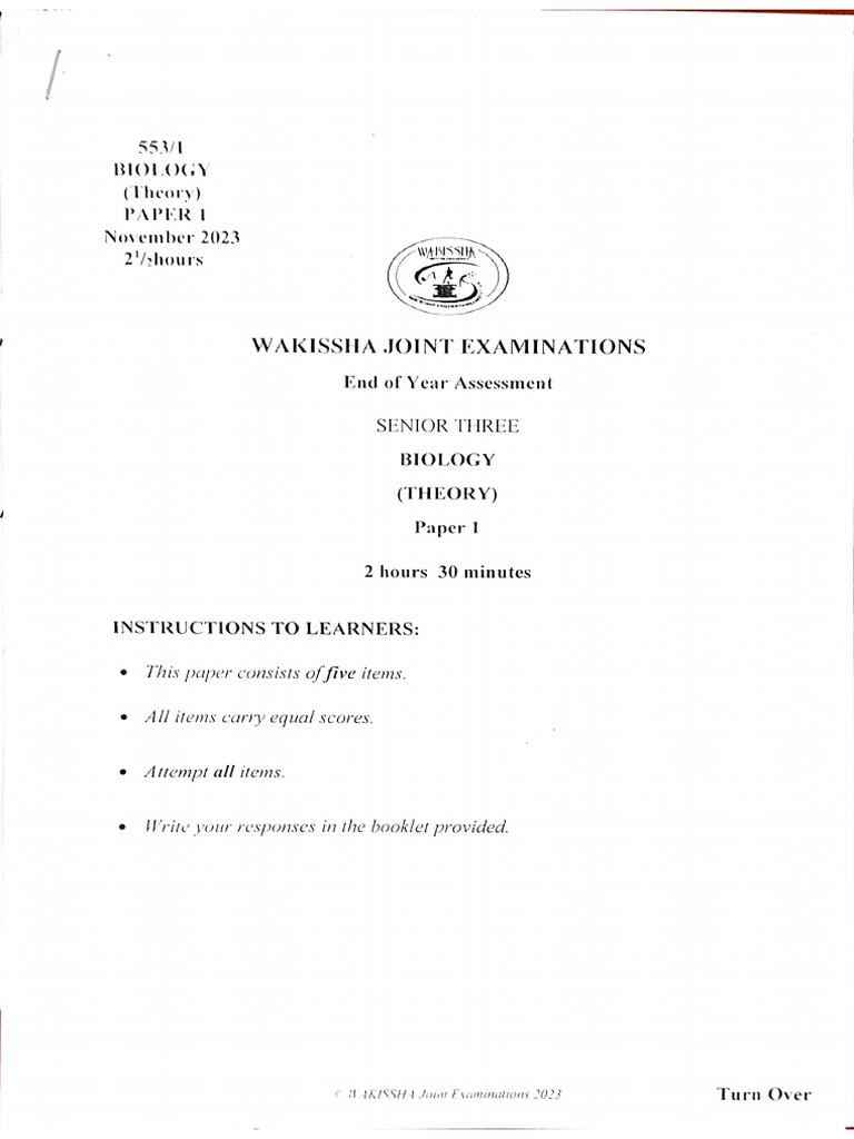 CBC Wakisha p1 Bio 2023 | PDF