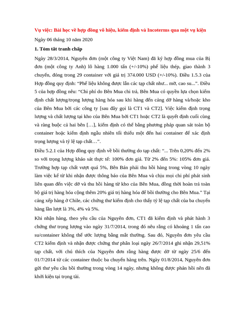 Case Study Incoterms | PDF