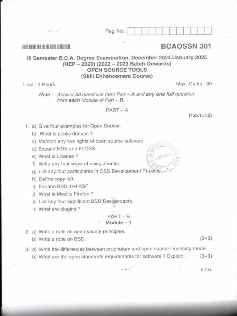 BCA III Semester Open Source Tools NEP Jan 2025 | PDF