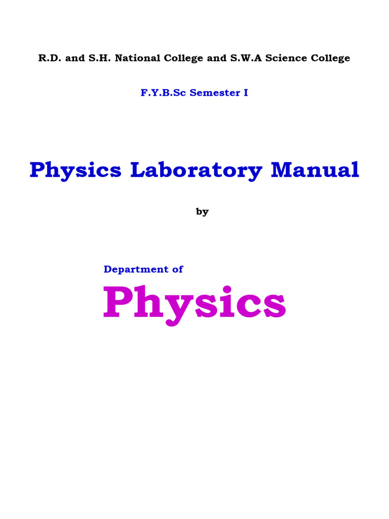 FYBSc Sem 1 Physics Practical 2025 | PDF | Inductor | Electrical Impedance