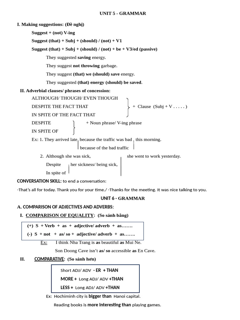 Grammar Review Units 5678 | PDF | Adverb | Adjective