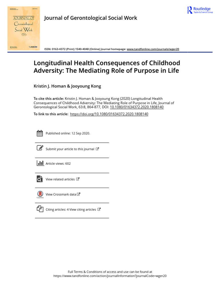 Longitudinal Health Consequences of Childhood Adversity The Mediating ...