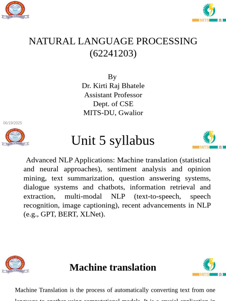 Natural Language Processing Unit 5 | PDF | Human Communication | Cognitive Science