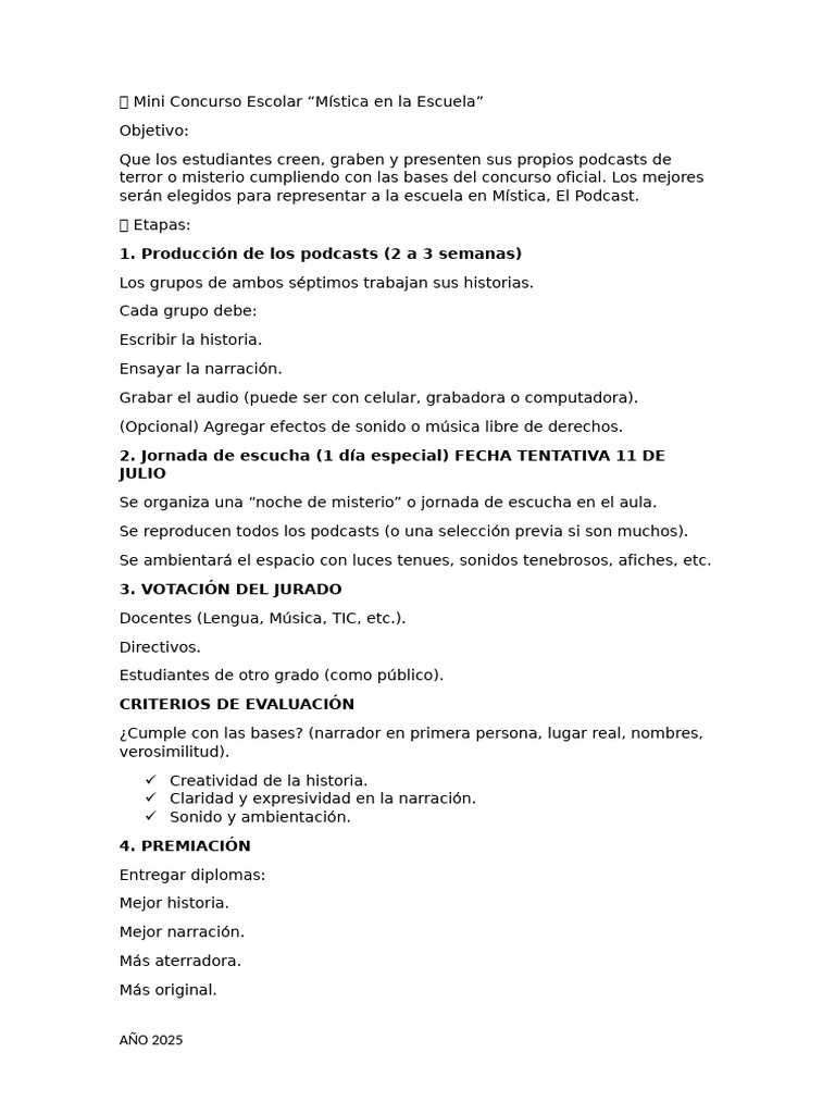 ? Mini Concurso Escolar | PDF | Podcast