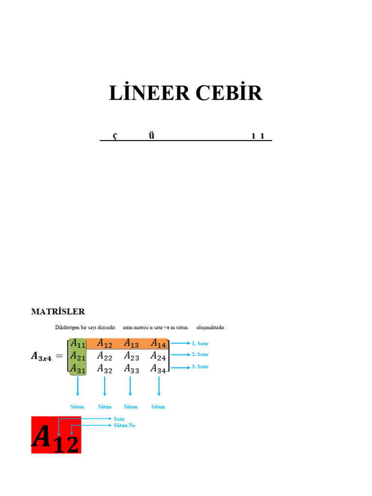 Lineer Cebir Ders Notu-1.Bölüm | PDF