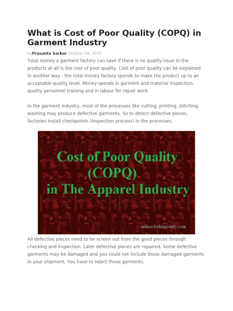 What Is Cost of Poor Quality | PDF