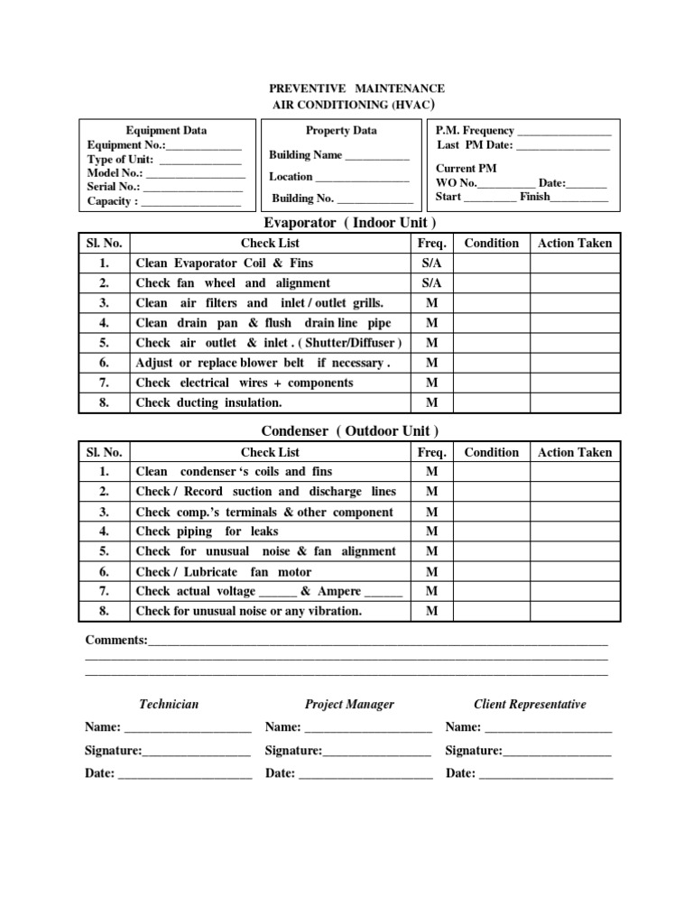 Preventive Maint AC Form | PDF