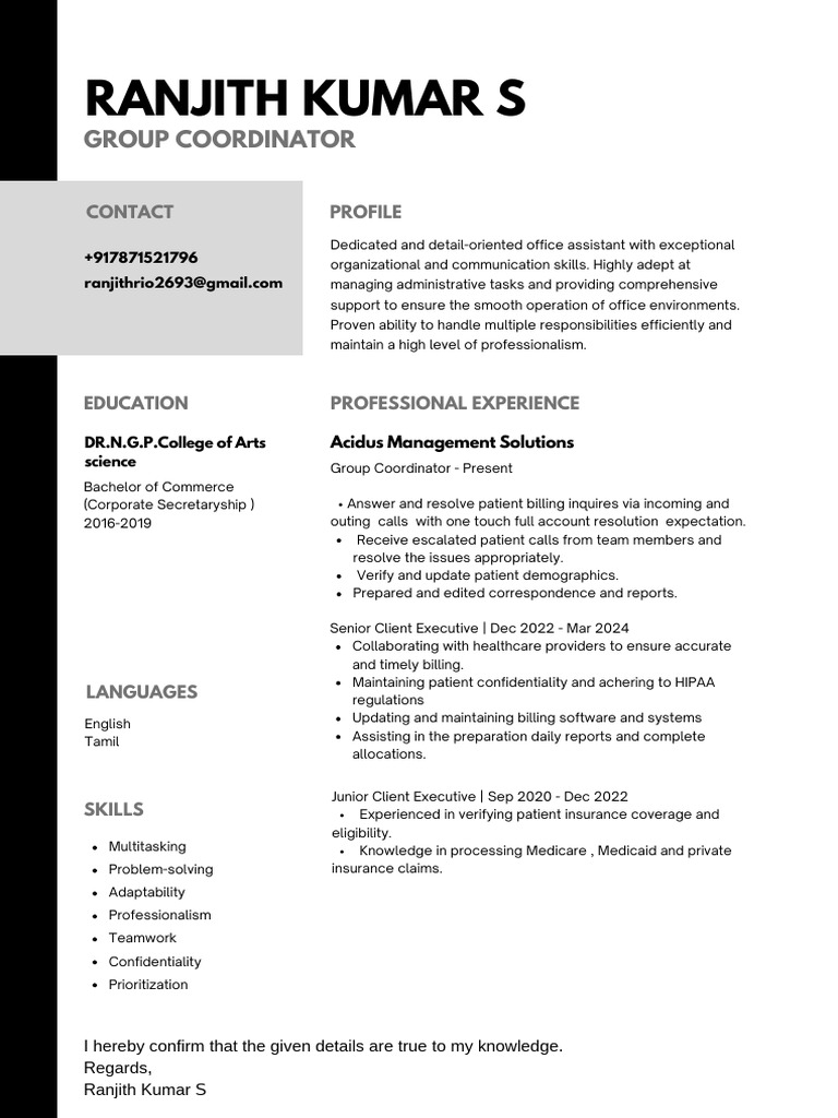 Ranjith Kumar Resume | PDF