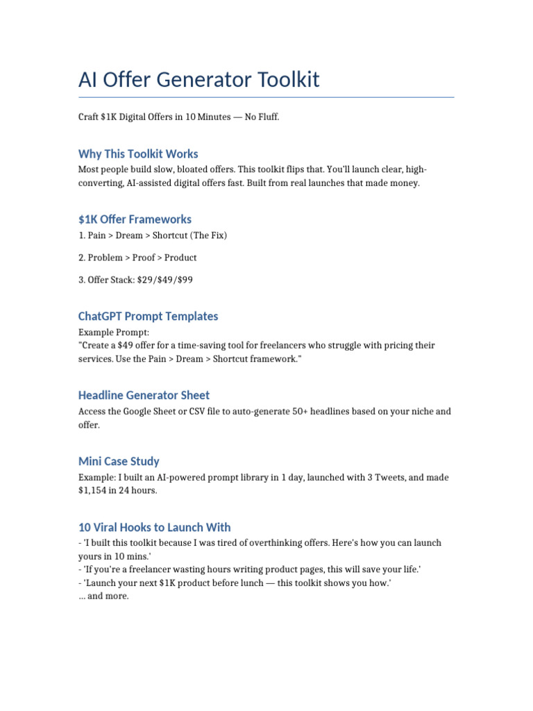 AI Offer Generator Toolkit | PDF