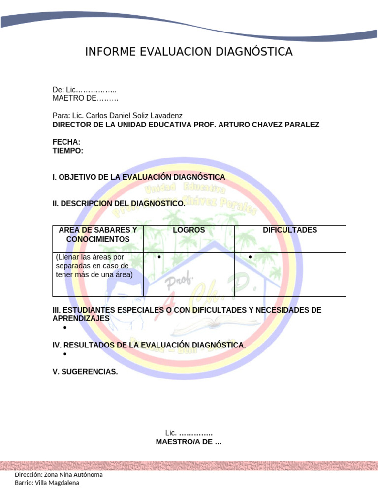 Informe Evaluacion Diagnostica | PDF
