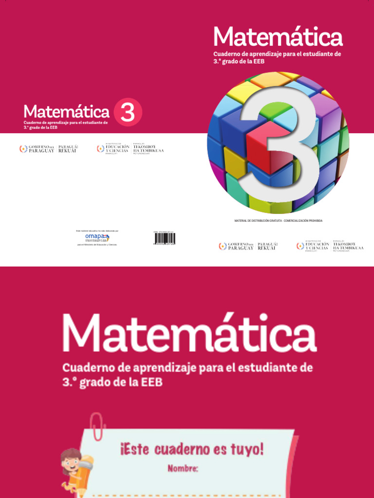 Cuaderno Matemática 3.° Grado | PDF | Cognición | Aprendizaje