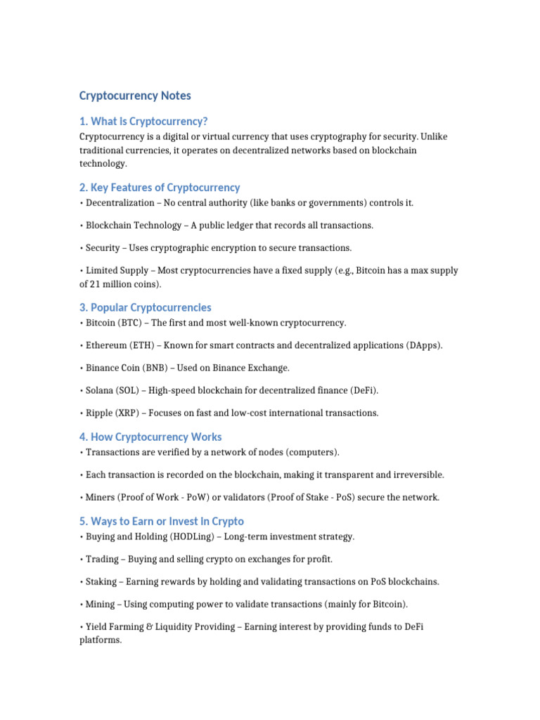 Cryptocurrency Notes | PDF