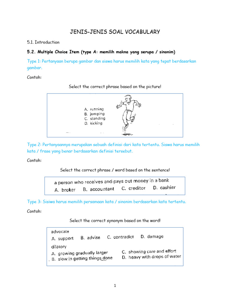 Jenis-Jenis Soal Vocabulary | PDF