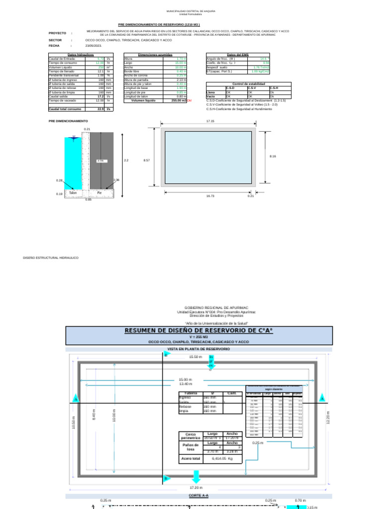 3 Calculo Resev. Concreto Facchacpata V 250 m3 Sector 02 | PDF | Doblar ...