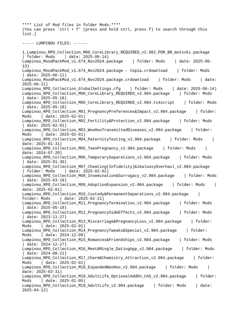 Lumpinou Mod Files Overview | PDF | Human Nose | Sweater