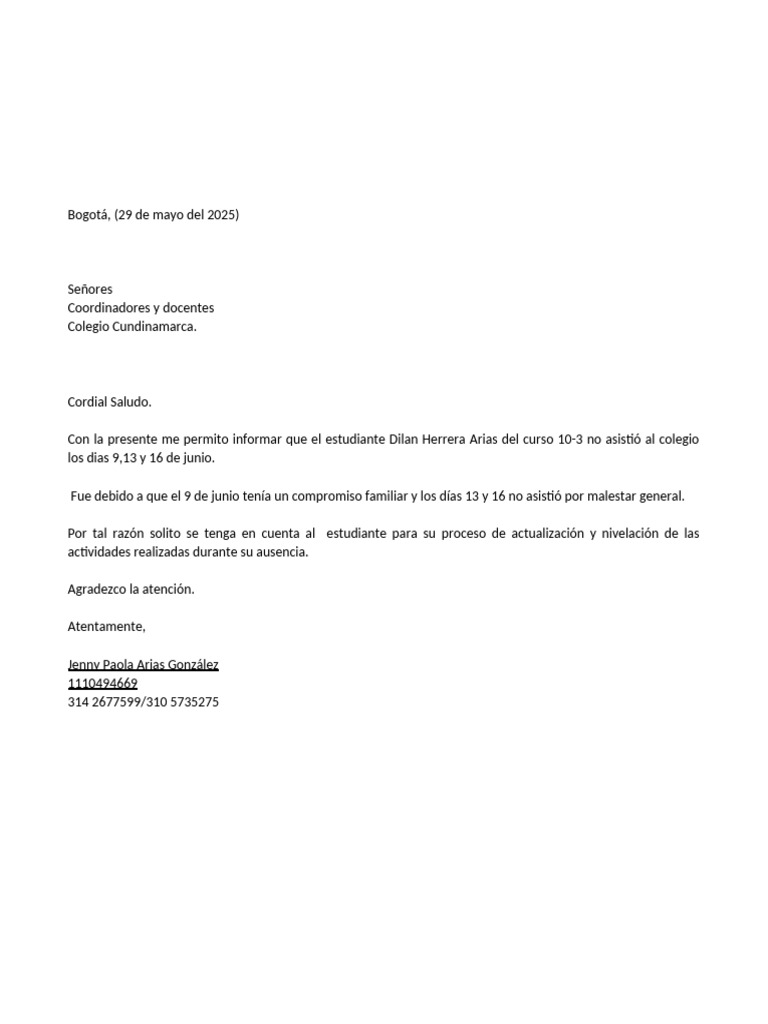 Formato Carta - Excusa | PDF