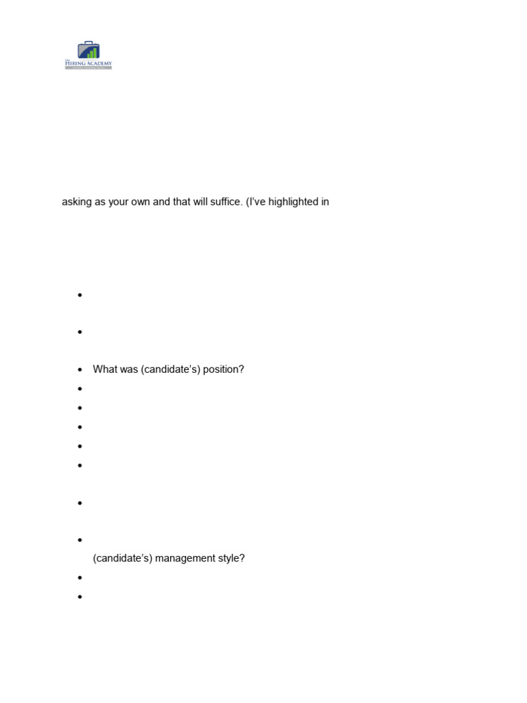 Reference Check Sample Qs | PDF