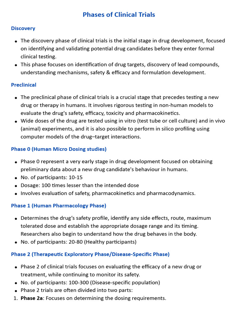 Overview of Clinical Trial Phases | PDF | Phases Of Clinical Research ...