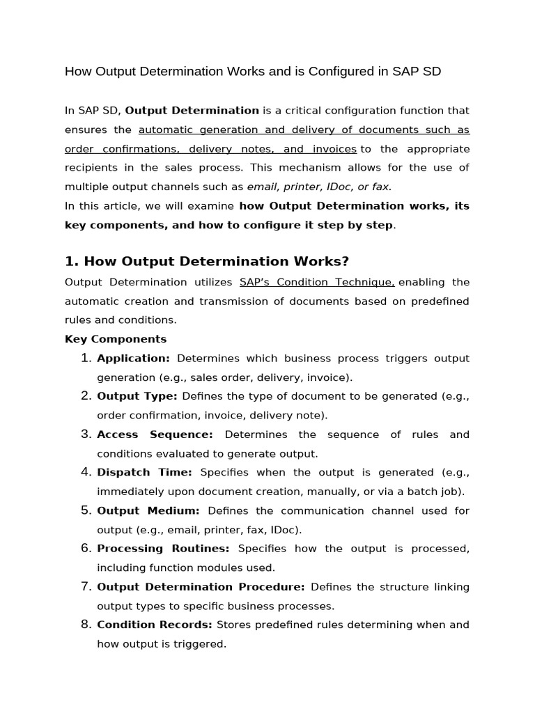 Output Determination Configured SAP SD | PDF | Invoice | Computer Engineering